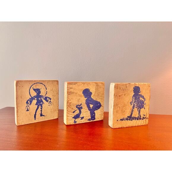 unknown | Toys | Vintage Hand Stamped Wood Display Blocks Double Sided ...